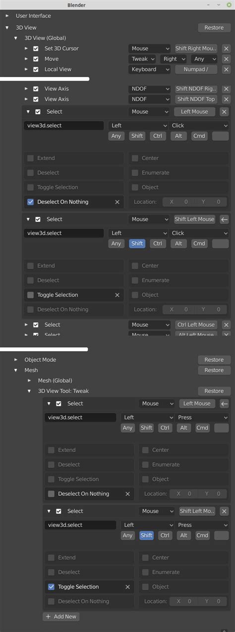 left click select keymap page 21 feature and design feedback