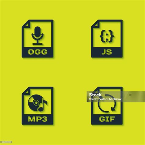 Установите Иконку Файла Ogg  Mp3 И Js Вектор — стоковая векторная графика и другие