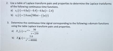 Solved Use a table of Laplace transform pairs and properties | Chegg.com