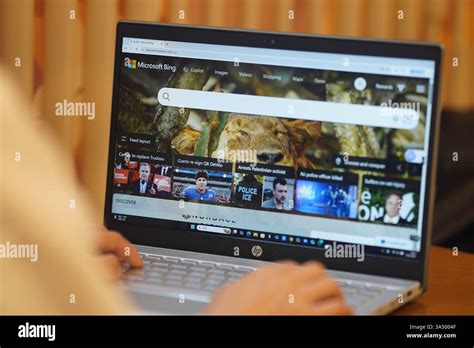 In This Photo Illustration A Woman Browses Microsoft Bing Website On