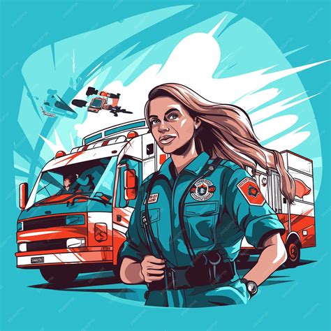 Premium Vector Paramedic Emergency Ambulance Cartoon Composition
