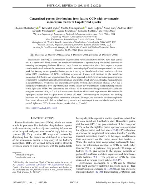 Pdf Generalized Parton Distributions From Lattice Qcd With Asymmetric Momentum Transfer
