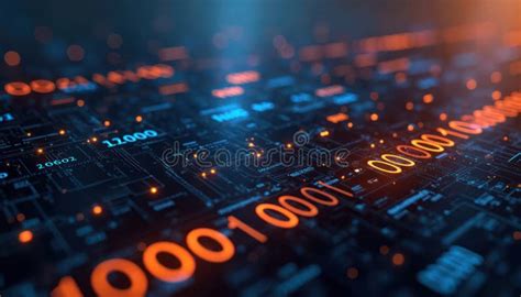 advanced tech illustration displays binary code glowing data
