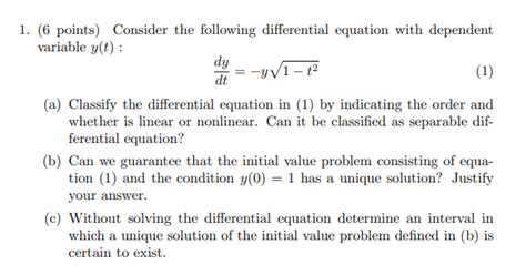 Solved Points Consider The Following Differential Chegg