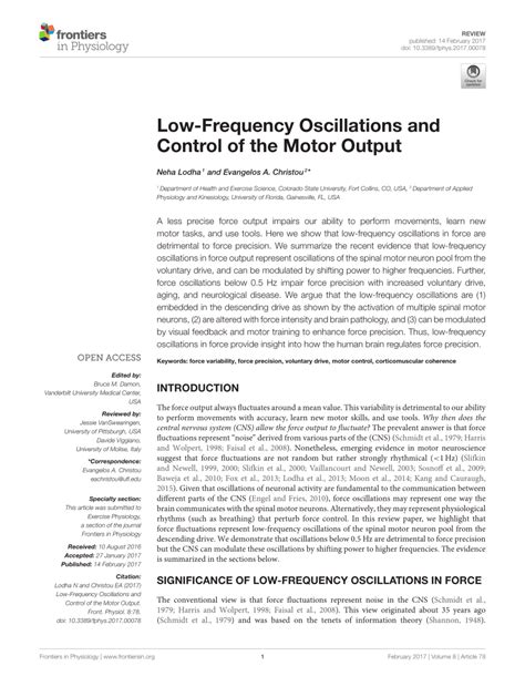 Pdf Low Frequency Oscillations And Control Of The Motor Output