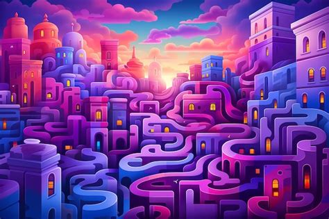 Premium Ai Image Vector Illustration Intricate Mazes Ai Generated