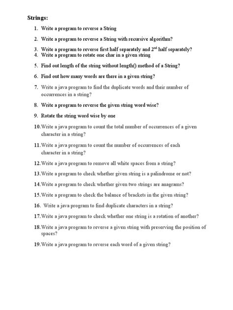 Java Strings Arrays Number Programs Pdf String Computer Science