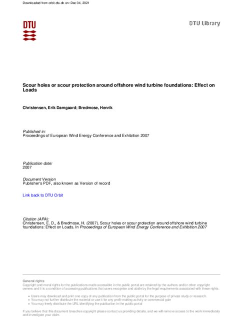 Pdf Scour Holes Or Scour Protection Around Offshore Wind Turbine