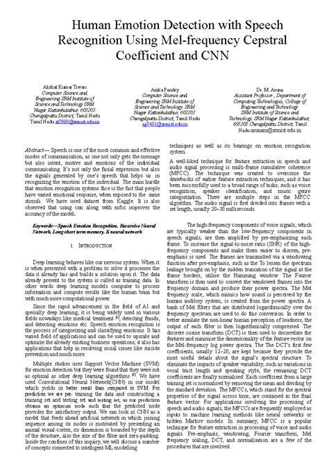 Research Paper Mask Detection Human Emotion Detection With Speech Recognition Using Mel