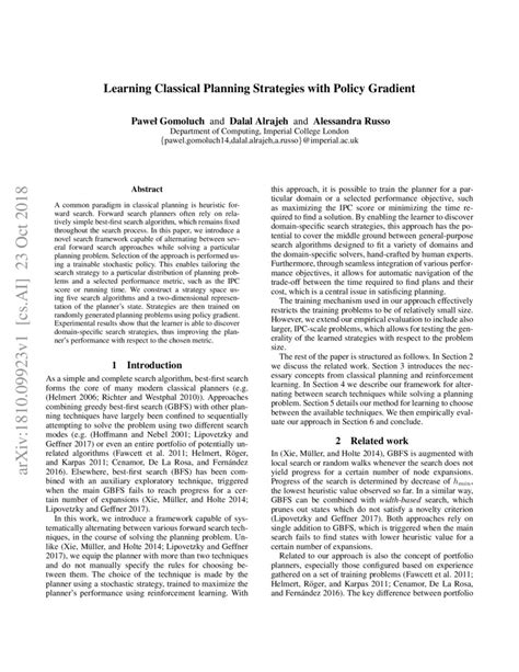 Learning Classical Planning Strategies With Policy Gradient Deepai
