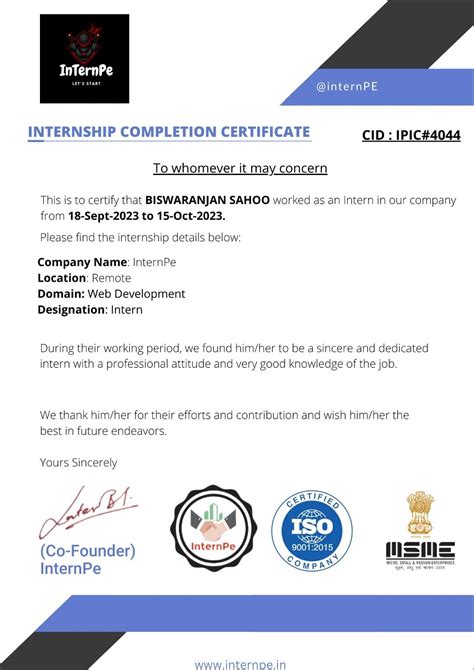 Biswaranjan Sahoo On Linkedin Webdeveloper Internpe Internship Webdevelopment