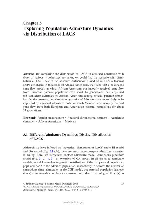 Pdf Exploring Population Admixture Dynamics Via Distribution Of Lacs