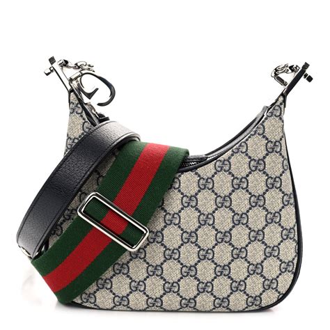 Gucci Gg Supreme Monogram Textured Calfskin Web Small Attache Shoulder