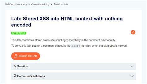Cross Site Scripting Lab 2 Stored Xss Into Html Context With Nothing