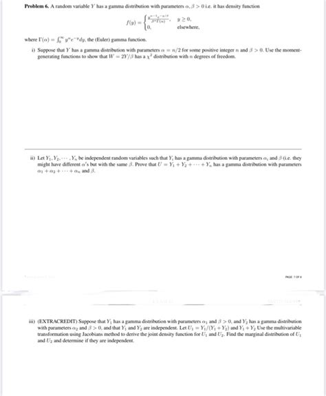 Solved Problem 6 A Random Variable Y Has A Gamma