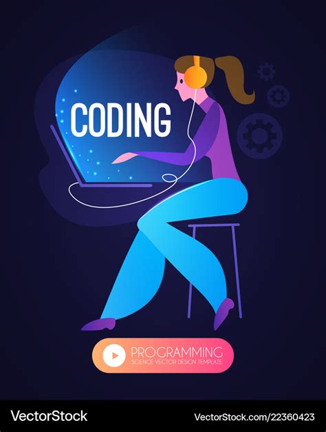programming coding programmer woman at work vector image