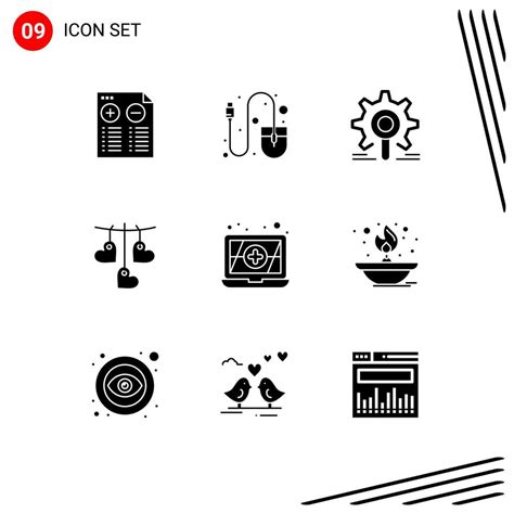 User Interface Pack Of 9 Basic Solid Glyphs Of Antivirus Love Engine