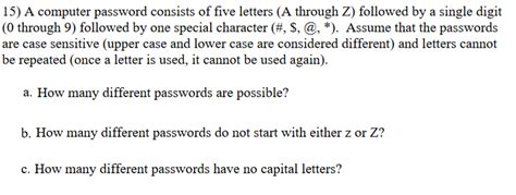 solved 15 a computer password consists of five letters a