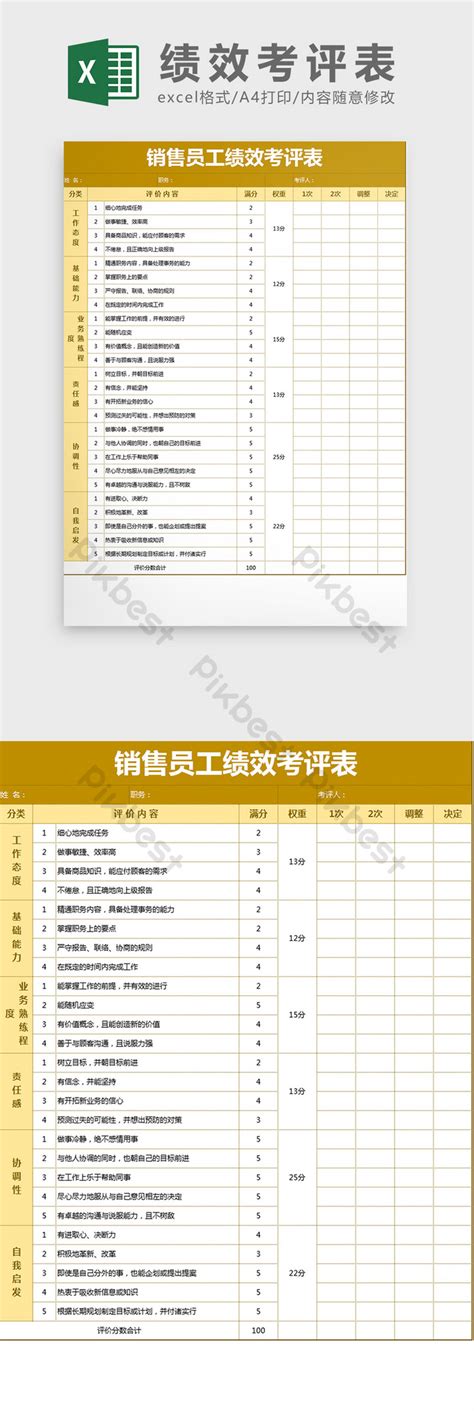نموذج تقييم أداء موظف المبيعات قالب إكسل اكسل قوالب Xls تحميل مجاني