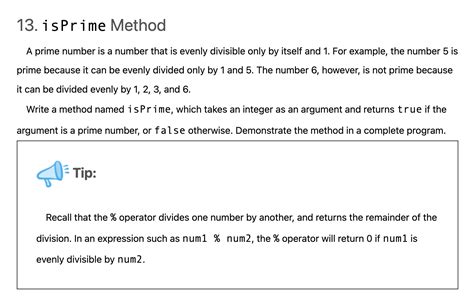 solved 13 isprime method a prime number is a number that is
