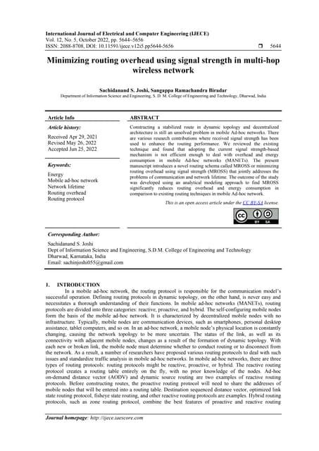 Minimizing Routing Overhead Using Signal Strength In Multi Hop Wireless
