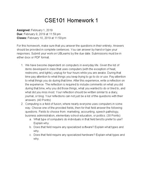 Cse 101 Homework 1 Fall 2019 Cse101 Homework 1 February 1 2019