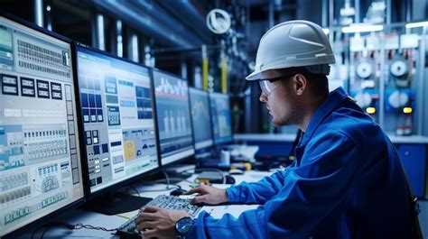 premium photo engineer operator using scada system
