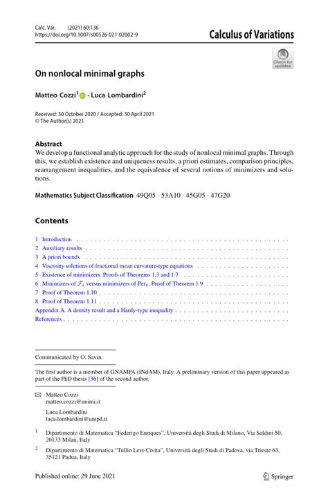 Pdf On Nonlocal Minimal Graphs