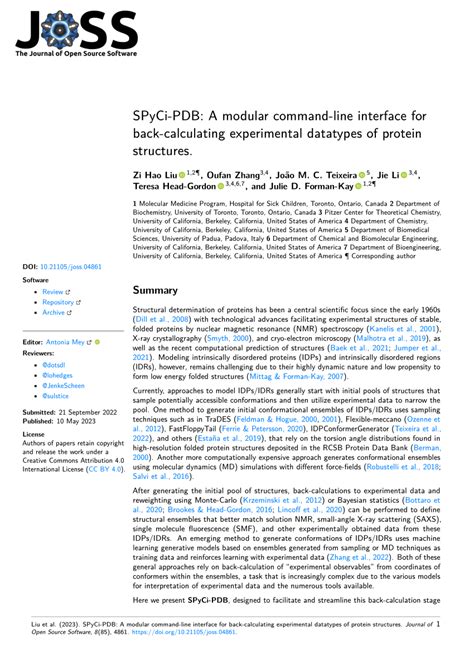 Pdf Spyci Pdb A Modular Command Line Interface For Back Calculating