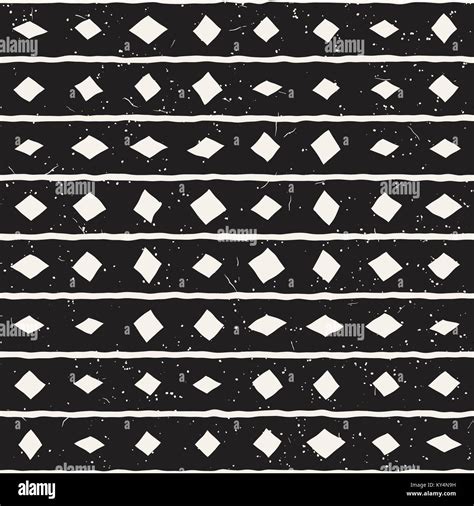 Hand Drawn Style Ethnic Seamless Pattern Abstract Geometric Shapes Background In Black And