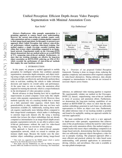 pdf unified perception efficient video panoptic segmentation with