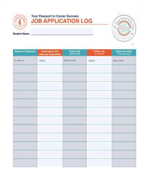 Job Application Log Template