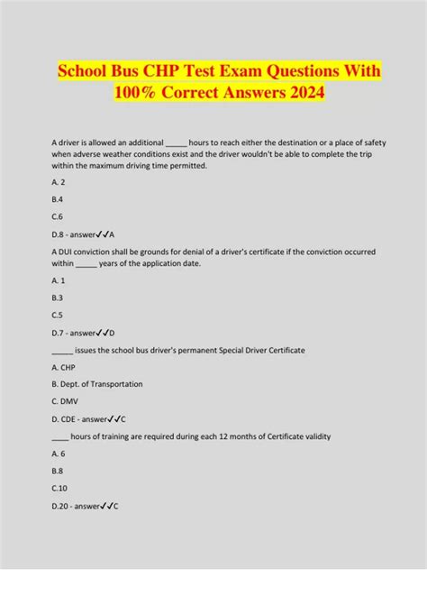 Babe Bus CHP Test Exam Questions With 100 Correct Answers 2024 Babe Bus Stuvia US