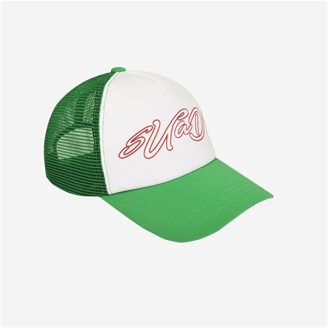 스웨이드 핸드로고 메쉬 캡 그린 Suade Kream