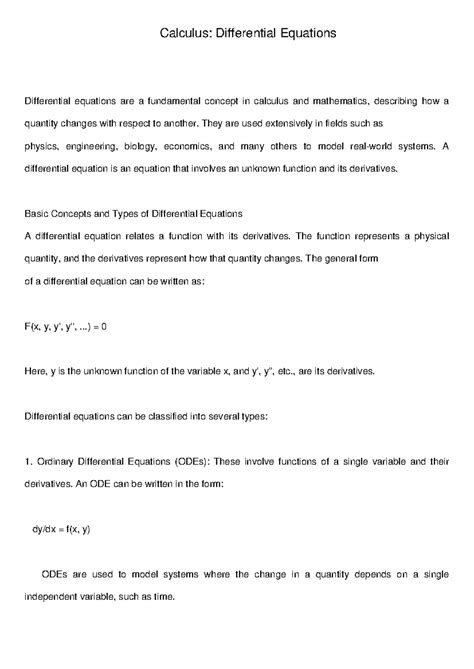 Calculus Differential Equations Calculus Differential Equations Differential Equations Are A