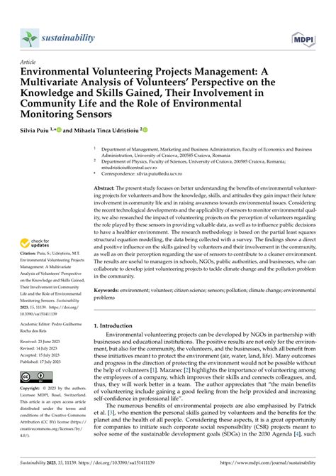 Pdf Environmental Volunteering Projects Management A Multivariate Analysis Of Volunteers