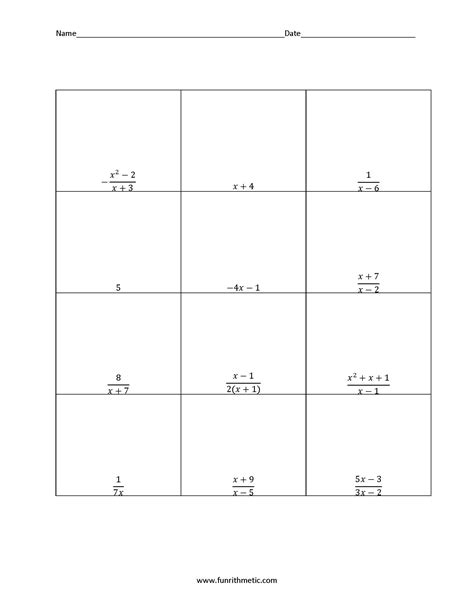 Simplifying Rational Expressions Create And Color Funrithmetic