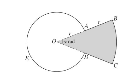 CIE A level Pure Mathematics Topic Circular measure deﬁnition of a radian Exam