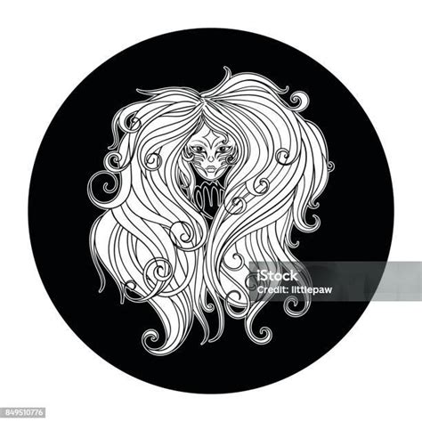 처녀자리 조디악 표지판 별자리 상징 벡터 일러스트 레이 션 드로잉에 대한 스톡 벡터 아트 및 기타 이미지 드로잉 디자인