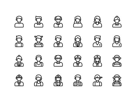 User Avatar Outline Icon Set Vector Art At Vecteezy
