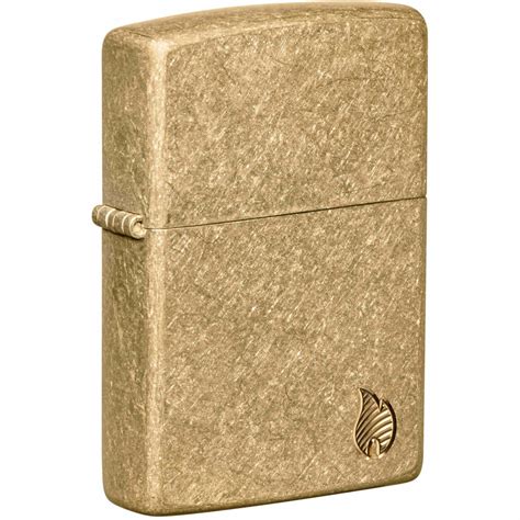 Zippo 46398 Armor Tumbled Brass Flame Design Pocket Lighter