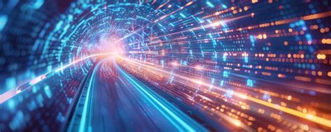 Highspeed Iot Network Depicted As Streams Of Light Racing Through A Virtual Tunnel With