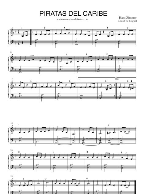 Partitura Piano Piratas Del Caribe Hans Zimmer Pdf