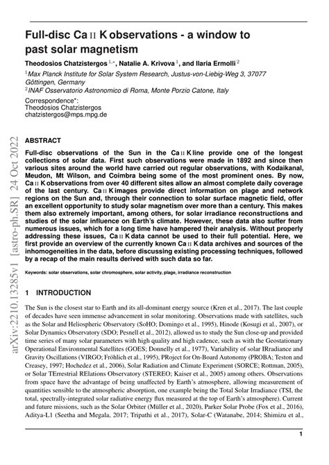 Pdf Full Disc Ca Ii K Observations A Window To Past Solar Magnetism