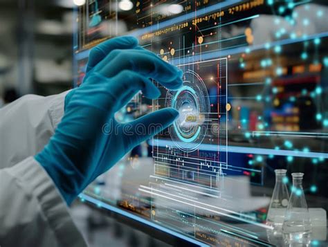 Scientist Interacting With Futuristic Digital Interface Stock