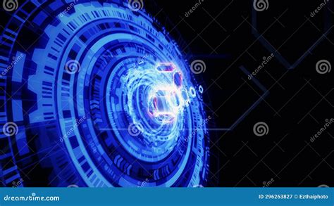 Countdown Five To Zero With Blue Digital Technology Backgrlund Stock