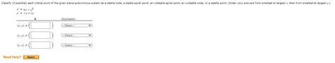 solved classify if possible each critical point of the