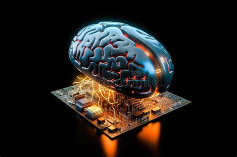 ai chipset with human brain on computer circuit board artificial
