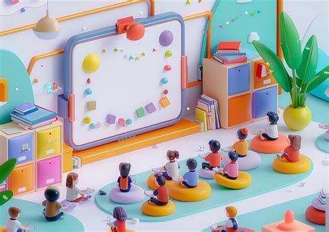 Remote Classes 3d Animation Isometric Style Celebrating Back To School