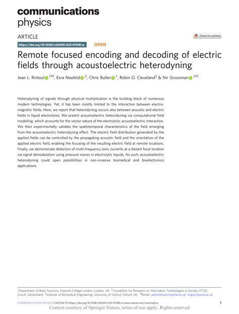 pdf remote focused encoding and decoding of electric fields through